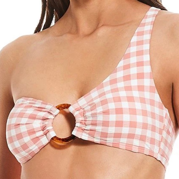 Gianni Bini | Swim | Nwt Gianni Bini Pucker Up Textured Gingham Ring One Shoulder Swim Top ...